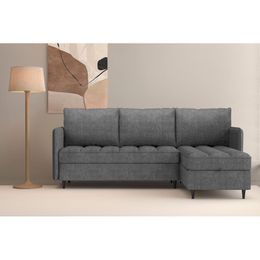 DOREL HOME Ecksofa »LINDHUS, L-Form, verschiedene Stellvarianten, Schlaf-Liege« Modulsofa, Recamiere, großer Bettkasten, Cord, Chenille grau