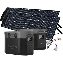 EcoFlow Solaranlage &raquo;Delta Max 2000 + 2 x 225W Offgridtec Faltbares Solarmodul&laquo; mit 1x Erweiterungsakku 2016Wh, Plug and play schwarz 5-seitig...