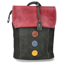 Rieker Cityrucksack Freizeitrucksack, Shoppingrucksack mit bunten Akzenten dunkelgrün-rot B/H/T: 26 cm x 32 cm x 13 cm B/H/T: 26 cm x 32 cm x 13 cm...