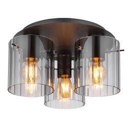 Globo LIGHTING Deckenleuchte »TULIVAR« E27 1 Stk. Deckenlampe/Glas rauchfarben/Gläser mit Rillen/Wohnbereich grau dunkel