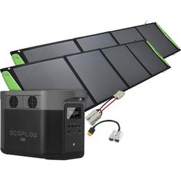 EcoFlow Solaranlage &raquo;Delta Max 2000 + 2 x 200W Offgridtec Hardcover Solartasche&laquo; Plug and play schwarz 4-seitig aufgebaut
