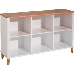 Paidi Kinderregal »LOTTE & FYNN Steiff by 6 offene Fächer« Weiß mit Eiche Massivholz, Sideboard 142 cm Breite, langlebiges Regal Kreideweiß / Eiche...