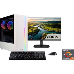 Captiva Gaming-PC-Komplettsystem »Advanced Gaming R91-398 TFT Bundle« 27 ′′ AMD Ryzen 5 GeForce RTX 4060 16 GB RAM 1.000 GB SSD weiss ohne Windows