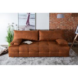 Collection AB Schlafsofa »Bella, B: 196 cm, Liegefl. 145x196 cm« mit Bettfunktion, Bettkasten & 2 Armlehnenkissen, Federkern cognac