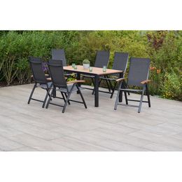 Merxx Garten-Essgruppe »»Toblino«« Set, 5-fach verstellbare Rückenlehne, pulverbeschichtetes Aluminiumgestell, 7 Stk. tlg. Tisch: LxB: 150x90 cm...