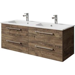 SAPHIR Waschtisch »Serie 6025 Mineralmarmor-Waschtisch mit Unterschrank, 132 cm breit« 2 Stk. tlg. Doppel-Waschplatz mit 4 Schubladen, hängend,...