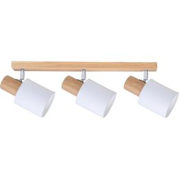 Spot-Light SPOT LIGHT Deckenleuchte &raquo;TREEHOUSE&laquo; E27 1 Stk. Naturprodukt aus Eichenholz, Mit flexiblem Spotkopf, Schirm aus Stoff eichefarben/chromfarben/wei&szlig;