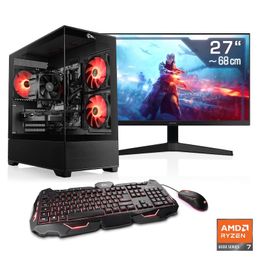CSL Gaming-PC-Komplettsystem »AeroVision V24436« 27 ′′ AMD Ryzen 7 GeForce RTX 5070 64 GB RAM 2.000 GB SSD schwarz Inkl. 27 Zoll Full-HD Monitor,...