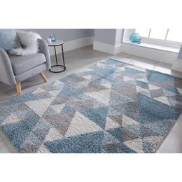FLAIR RUGS Hochflor-Teppich »Nuru« rechteckig 30 mm Höhe Shaggy Berber Optik, Teppich, Wohnzimmer, Schlafzimmer blau Obermaterial: 100%...