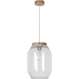 BRITOP LIGHTING Pendelleuchte »Vaso« E27 1 Stk. Naturprodukt aus Echtholz, Hochwertiger Glasschirm eichenholz