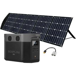 EcoFlow Solaranlage &raquo;Delta Max 2000 + 225W Offgridtec Faltbares Solarmodul&laquo; Plug and play schwarz 5-seitig aufgebaut