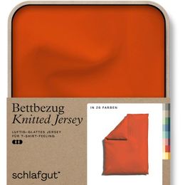 Schlafgut Bettbezug »Knitted Jersey uni, aus Bio-Baumwolle mit Elasthan, Reißverschluss« bügelfrei, Mix & Match Bettwäsche: passender Kissenbezug...
