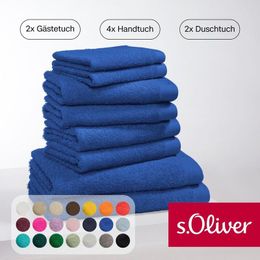 s.Oliver Handtuch Set »Premium Qualität, 600 gr/m²« Set 8 Stk. Walkfrottier 2 Gästetücher 30x50, 4 Handtücher 50x100, 2 Duschtücher 70x140 blau...