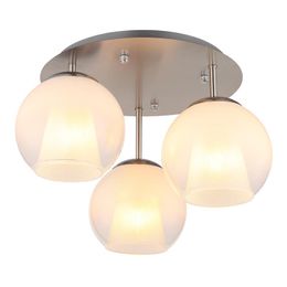 Globo LIGHTING Deckenleuchte »BARRY« E27 1 Stk. Deckenlampe/Metall/Glaskugeln opal/Glaskristalle klar Nickel matt
