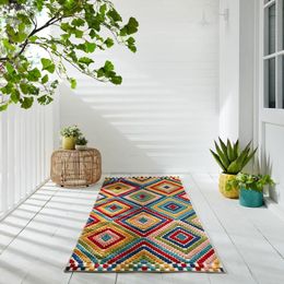 FLAIR RUGS Teppich &raquo;Diamond&laquo; rechteckig 3 mm H&ouml;he In & Outdoor geeignet, Hoch-Tief Effekt bunt Kunstfaser