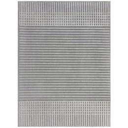 FLAIR RUGS Teppich &raquo;Elton Hoch-Tief Effekt&laquo; rechteckig 8 mm H&ouml;he Chenille Optik, kurzflor, waschbar, Wohnzimmer, Schlafzimmer grau Obermaterial:...