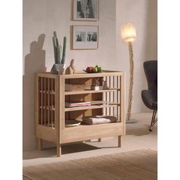 Home Affaire Wickelkommode &raquo;Wickelregal aus massvier Eiche natur ge&ouml;lt, zeitloses Design&laquo; bis 11 kg mit 3 ger&auml;umigen F&auml;chern, stabil und standfest...