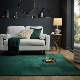 FLAIR RUGS Wollteppich »Demi Woll« rechteckig 10 mm Höhe 100% Wolle, Wohnzimmer, Schlafzimmer, Esszimmer, handgetuftet, uni grün Obermaterial: 100%...