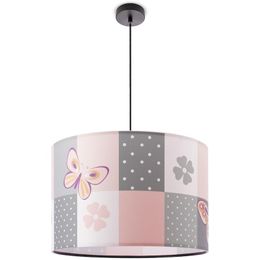 Paco Home Pendelleuchte »Cosmo 220« E27 Lampe Kinderzimmer Deckenlampe Rosa Schmetterling Blumen Karo E27 schwarz