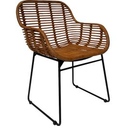 Tom Tailor HOME Armlehnstuhl »T-RATTAN DINING CHAIR« (Set) 2 Stk. gerundeter Rattanarmlehnstuhl mit schwarzem Kufengestell natur