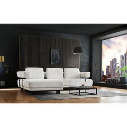 Hukla Ecksofa »HU-HP18064 L-Form« Optional mit motorischer Vorziehbank, stylische Reling Kama ecru