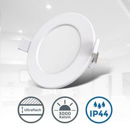 B.K.LICHT LED Einbauleuchte »BK_EL1273 6er Set Bad Einbaustrahler, IP44 geschützt, flache Spots« LED-Modul 6 Stk. Warmweiß 3.000K, 450Lm, 6W,...