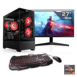 CSL Gaming-PC-Komplettsystem »AeroVision V24421« 27 ′′ AMD Ryzen 7 GeForce RTX 5070 32 GB RAM 2.000 GB SSD schwarz Inkl. 27 Zoll Full-HD Monitor,...