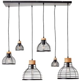 Brilliant Pendelleuchte »Avia« E27 1 Stk. höhenverstellbar- 6 flammig - dimmbar - 140 cm H x 95cm B -E27 Fassung schwarz/holz