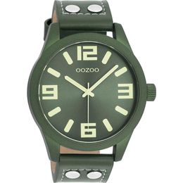 Oozoo Quarzuhr Armbanduhr, Damenuhr, Herrenuhr, Lederarmband, Ø 46mm khaki Coole Armbanduhr