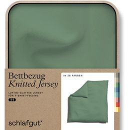 Schlafgut Bettbezug »Knitted Jersey uni, aus Bio-Baumwolle mit Elasthan, Reißverschluss« bügelfrei, Mix & Match Bettwäsche: passender Kissenbezug...