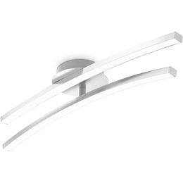 B.K.LICHT Deckenleuchte LED-Modul 1 Stk. 2-flammige Deckenlampe, schwenkbar, warmweiß, Aluminium gebürstet alufarben