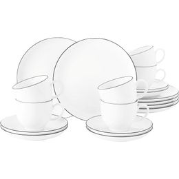 Seltmann Weiden Kaffeeservice »Geschirr-Set, Service Lido Black Line« Tassen, Untertassen, Teller, 18 Teile, für 6 Personen, Made in Germany...