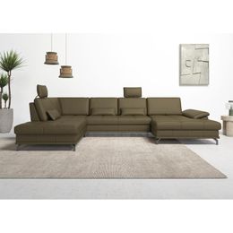 Places of Style Wohnlandschaft »Costello U-Form, B: 363 cm mit Sitztiefen-, Armteilverstellung &« 3 Nierenkissen, optional Bettfunktion &...