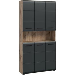 Inosign Stauraumschrank 1 Stk. tlg. Florenz, Mehrzweckschrank Nox Oak NB, 90 cm breit Nox Oak NB / Schwarz matt
