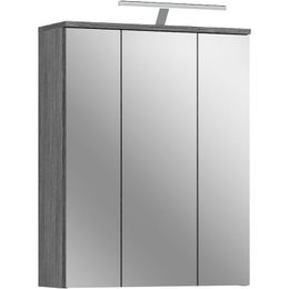 Welltime Badezimmerspiegelschrank »LUCCA, TOPSELLER!, Breite 60cm, inkl. LED Beleuchtung, 3 Spiegeltüren« Set, 2 Stk. tlg. Badmöbel, Badschrank,...