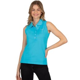 TRIGEMA Shirttop »Ärmelloses Poloshirt mit Kristallsteinen« 1 Stk. tlg. azur M M 94 % Baumwolle, Mako-supergekämmt, 6 % Elastan
