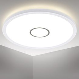 B.K.LICHT LED Deckenleuchte »BK_DP1239 LED Deckenlampe, mit Backlight, Neutralweißes Licht, Ø29, 3cm« LED-Modul 1 Stk. Neutralweiß 4.000K, 18 Watt,...