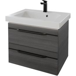 SAPHIR Waschtisch »Serie Balto Mineralmarmor-Waschtisch mit Unterschrank, 64, 4 cm breit« 2 Stk. tlg. Waschplatz mit 2 Schubladen, Badschrank in...