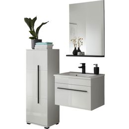 Inosign Badmöbel-Set »Cantara, Bad im modernen Design, 3-teiliges Badezimmer« Set, 3 Stk. tlg. Waschtisch, Schrank und Spiegel, in Weiß Hochglanz,...