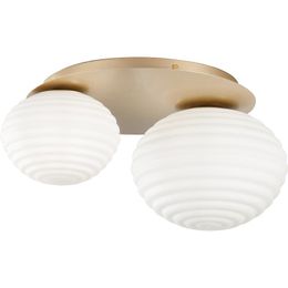 ECO-Light Deckenleuchten »Deckenleuchte RIPPLE« E27 warmweiß - kaltweiß satin gold, Opalglas