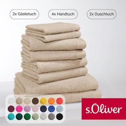 s.Oliver Handtuch Set »Premium Qualität, 600 gr/m²« Set 8 Stk. Walkfrottier 2 Gästetücher 30x50, 4 Handtücher 50x100, 2 Duschtücher 70x140 beige...