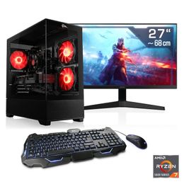 CSL Gaming-PC-Komplettsystem »AeroVision V24369« 27 ′′ AMD Ryzen 7 GeForce RTX 5070 64 GB RAM 2.000 GB SSD schwarz Inkl. 27 Zoll Full-HD Monitor,...