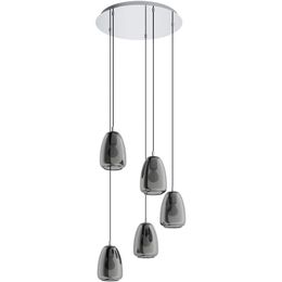 Eglo Hängeleuchte »ALOBRASE« E27 chrom / Ø54 x H150 cm / Pendellampe / Esstischlampe / Küche chromfarben/schwarz/transparent