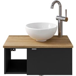 SAPHIR Waschtisch &raquo;Serie 6915 Waschschale mit Unterschrank f&uuml;r G&auml;stebad, G&auml;ste WC&laquo; Keramik-Aufsatzbecken, Waschtischplatte, Waschtischunterschrank,...