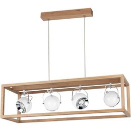 Spot-Light SPOT LIGHT LED Pendelleuchte &raquo;ROY&laquo; GU10 Warmwei&szlig; H&auml;ngeleuchte, Inklusive LED-Leuchtmittel, Eichenholz, Kabel k&uuml;rzbar wei&szlig;/holzfarben