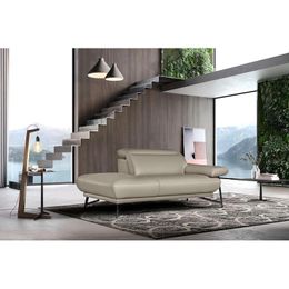 Egoitaliano Ottomane »Anais, erstklassiges Designsofa, Breite 179 cm, Fußfarbe schattengrau« Kopfteil verstellbar, Leder CAREZZA, grau grau