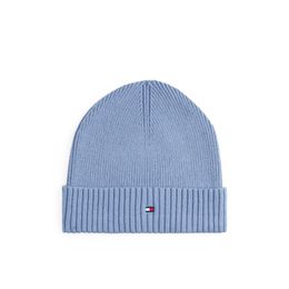 Tommy Hilfiger Strickmütze »TH FLAG PIMA COTTON BEANIE« Beanie mit Logostickerei, mit Kaschmiranteil Unisex Brisk Blue