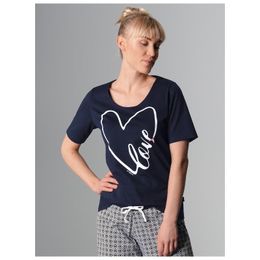 TRIGEMA Pyjamaoberteil »T-Shirt mit großem Herz-Motiv« 1 Stk. tlg. navy M M Single-Jersey