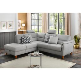Home Affaire Ecksofa »Palmera L-Form, B: 236 cm« optional Bettfunktion & Bettkasten, Federkern silber