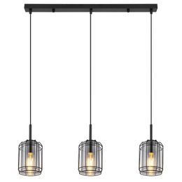 Globo LIGHTING Hängeleuchte »KAMMI« E27 1 Stk. Hängelampe/Pendelleuchte/Glas rauchfarben/Höhe kürzbar/Esstisch schwarz